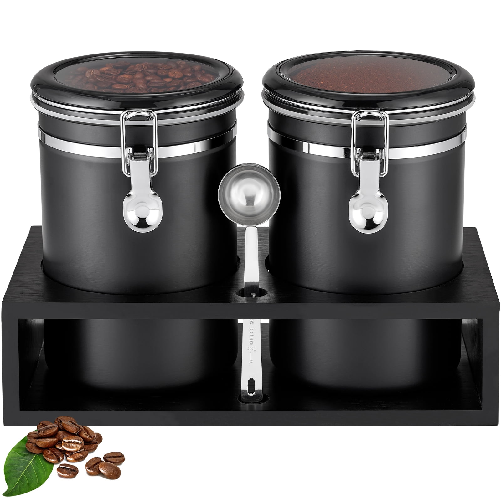 Yangbaga 304 Stainless Steel Coffee Containers with Shelf,2 x 66 oz ...