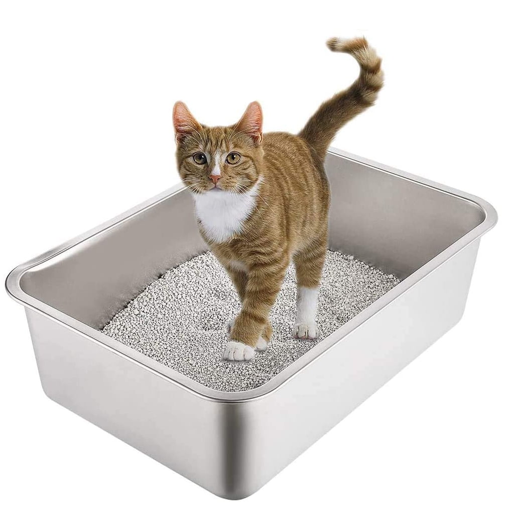 Yangbaga Stainless Steel Litter Box for Cat & Rabbit, Odor Control ...