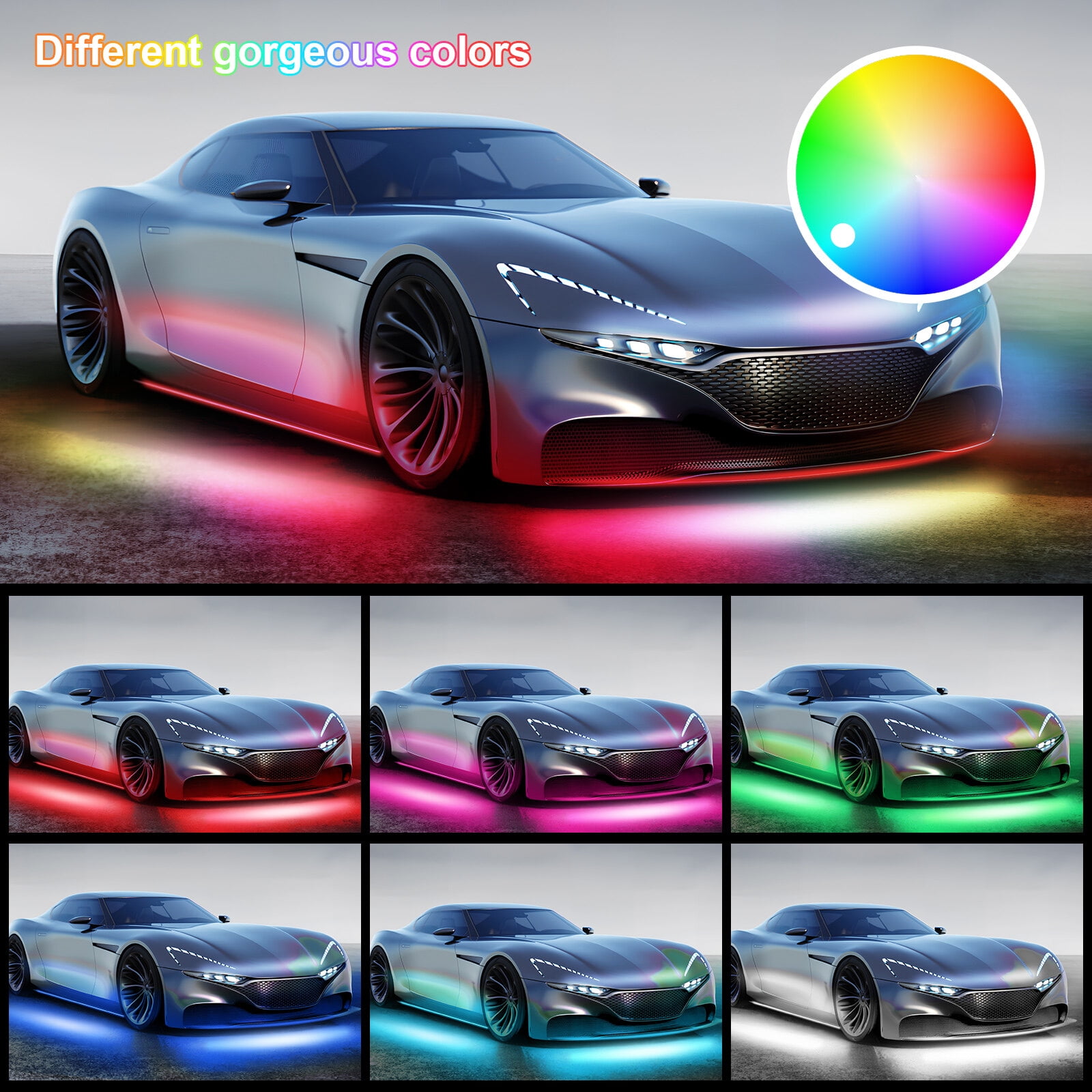 Yangbaojing 1 Set Car Underglow Neon Accent Strip Lights RGB 7 Color ...