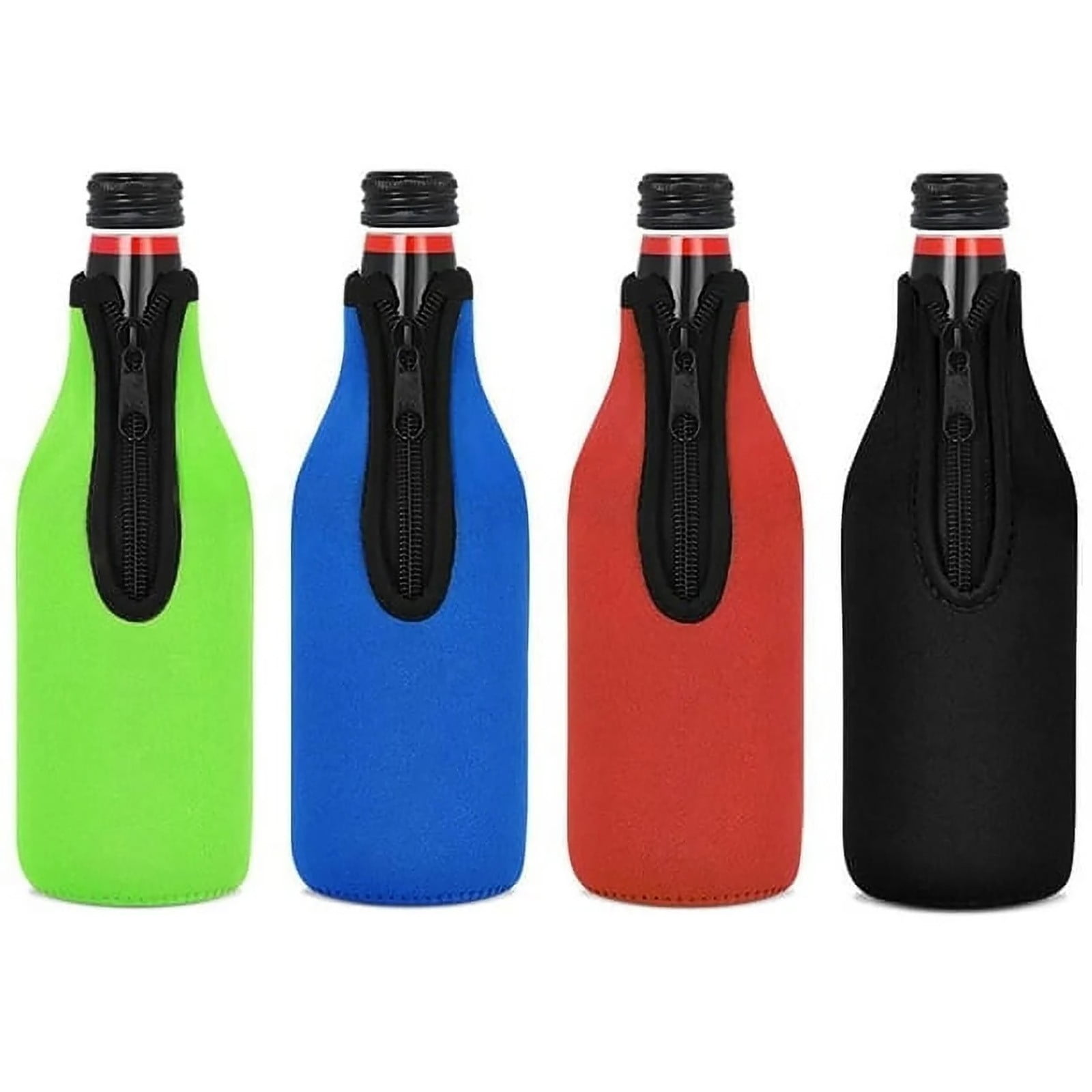Yangee 4 Pack Beer Bottle Insulator Sleeve Keep Drink Cold Zip Up ...