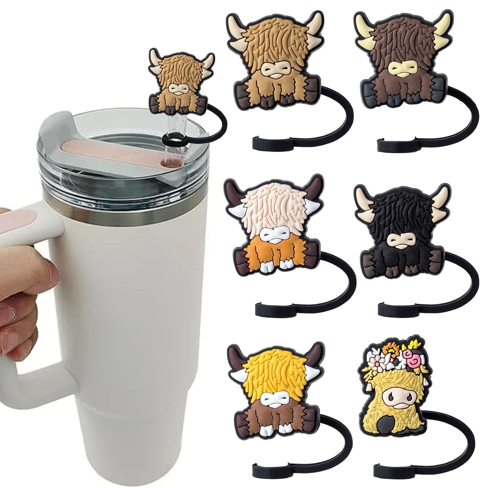 Yangee 6PC Creative 40 OZ Cute Cow Dust Cap Ice Cup Car Cup Cap Food ...