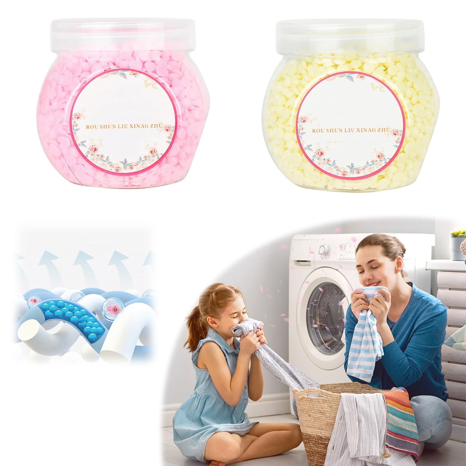 Yangee 72 Hours Household Washing Machine Scent Booster Beads 2 Bottles ...
