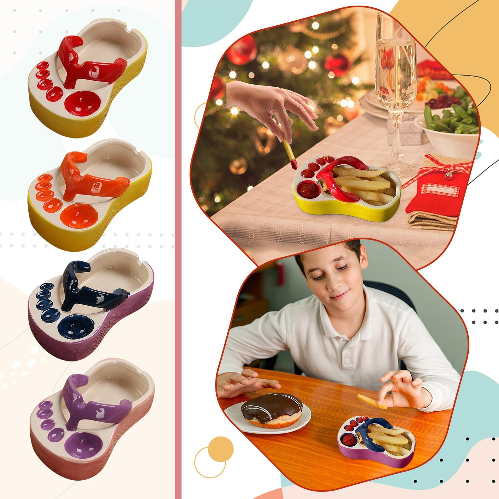Yangee Cute Ceramic Bowl Mini French Fries Plate Flip Flops Bowl ...