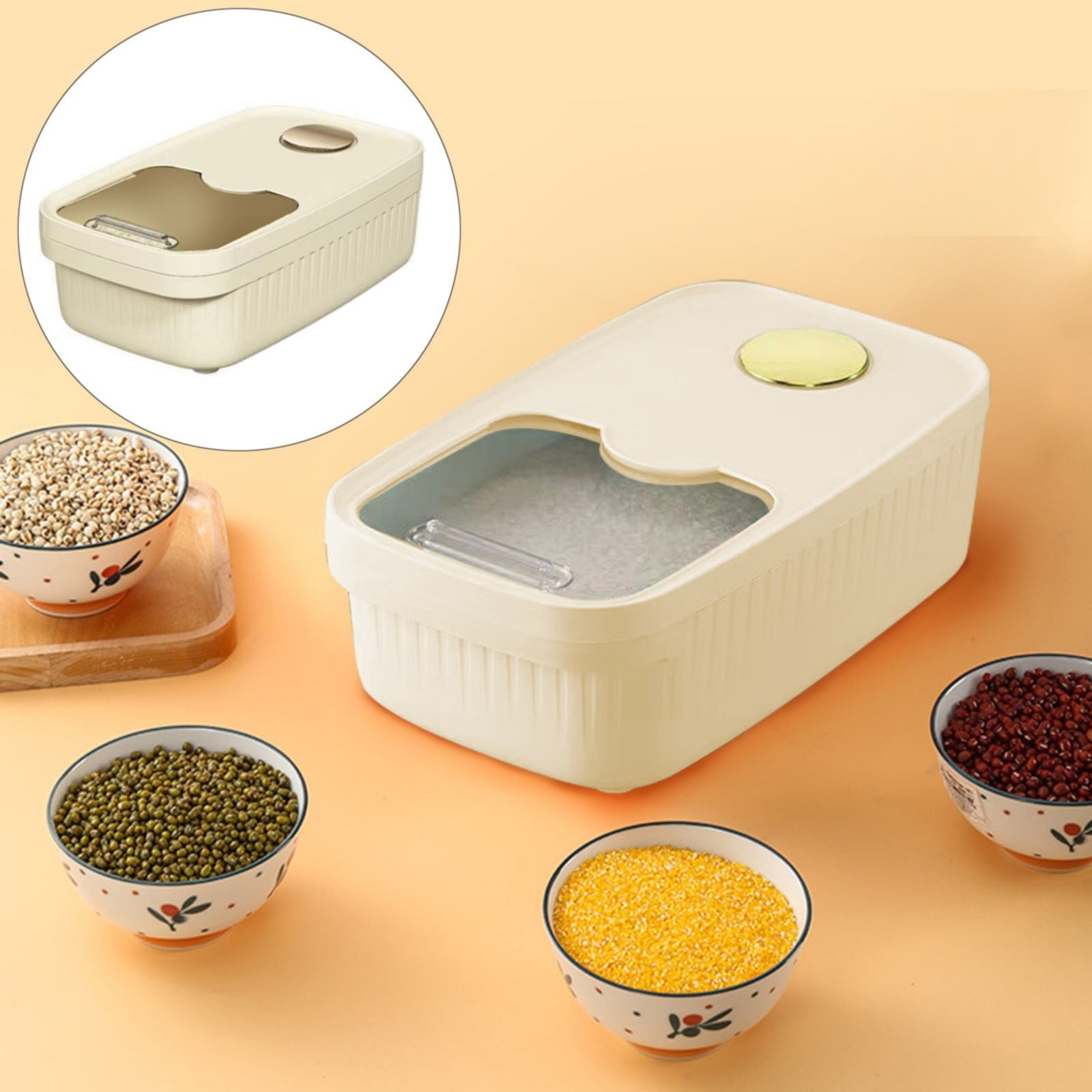 Yangee Large Capacity Clear Plastic Rice Container Grain Cereal Flours ...