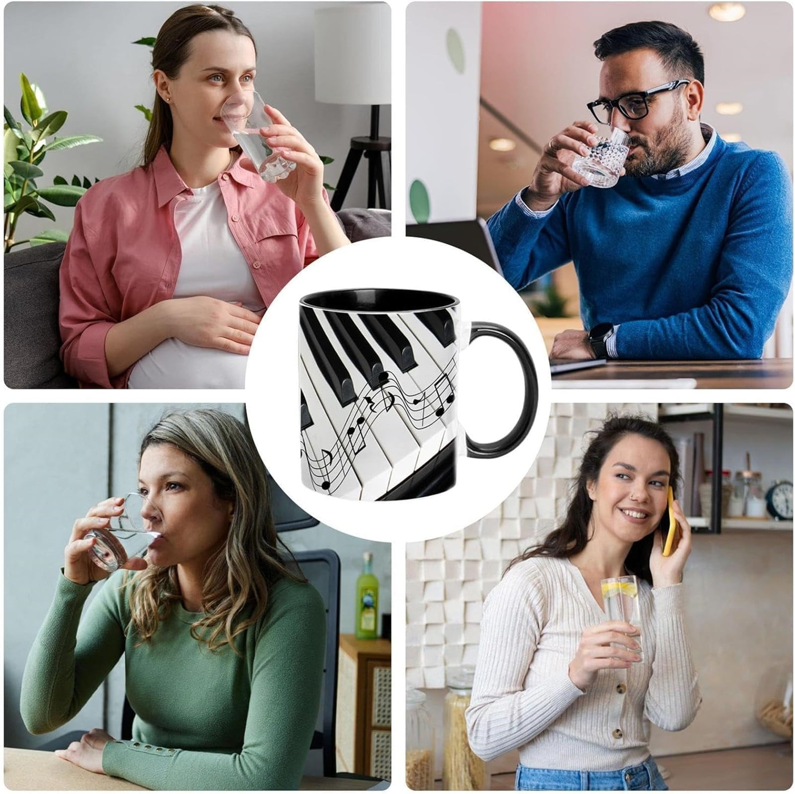 Yangee Musical Notes Design Guitar Piano Coffee Mugs Creative Music Mug ...