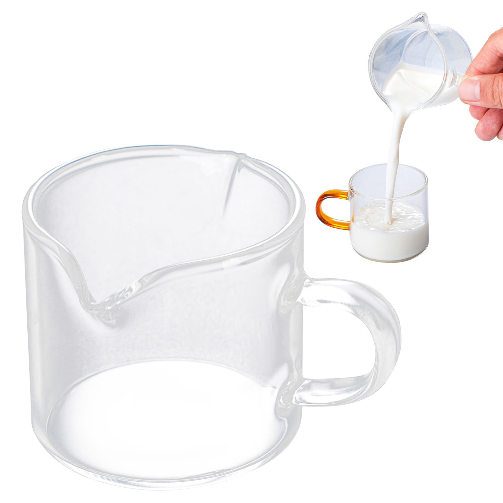 Yangee Shot Glasses Double Spouts Milk Cup Clear Glass (Clear Glass ...