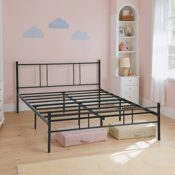 20 Inch Full 3500 lbs Bed Frame with Round-Corner & Anti-Squeak Design ...