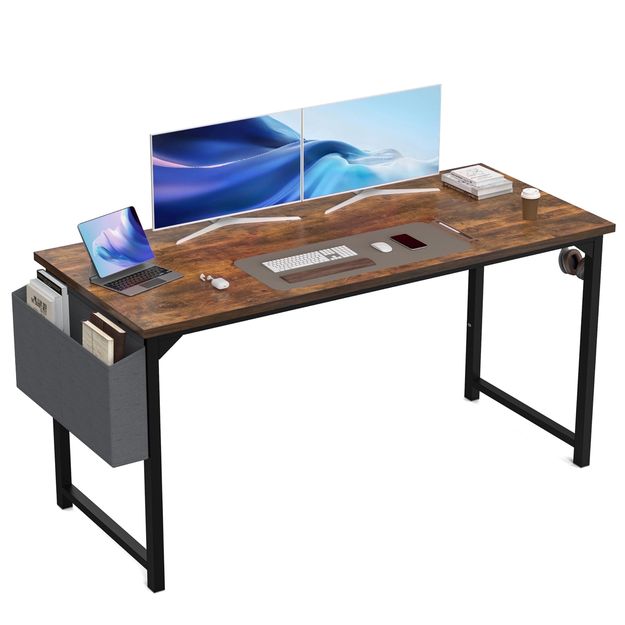 ZUNMOS Modern Office Desk Sturdy Computer Table with Storage Bag & Iron ...