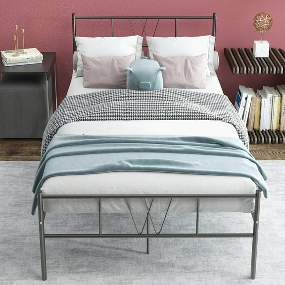 Einfach Twin Bed Frame, Heavy Duty Metal Platform Bed with Ample Under ...