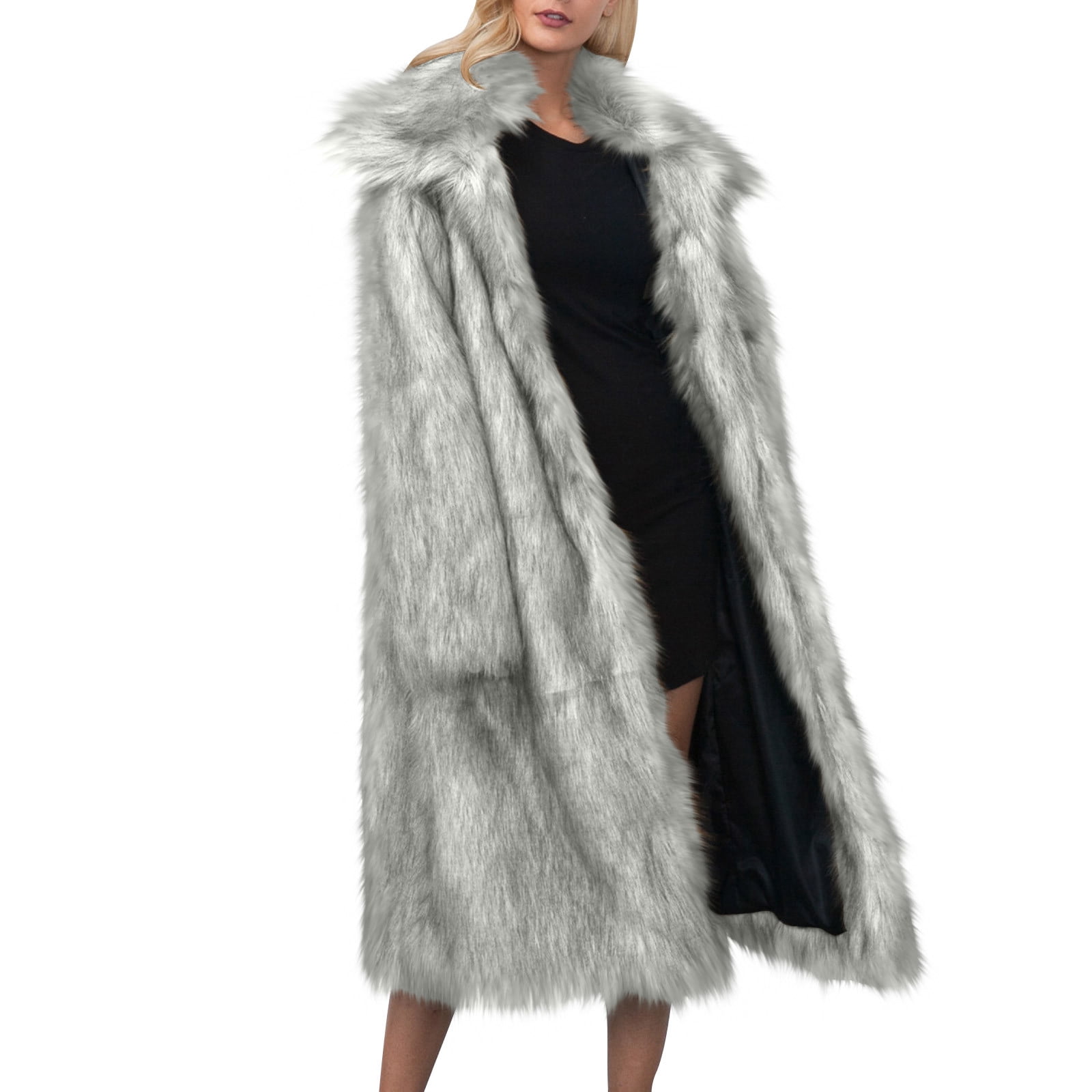 Yangnuo Womens Fashion Trendy Warm Faux Furry Lapel Cardigan Coat ...