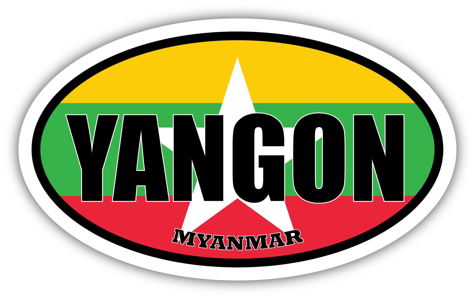 Yangon Myanmar Flag Oval Decal Vinyl Bumper Sticker 3x5 inches ...