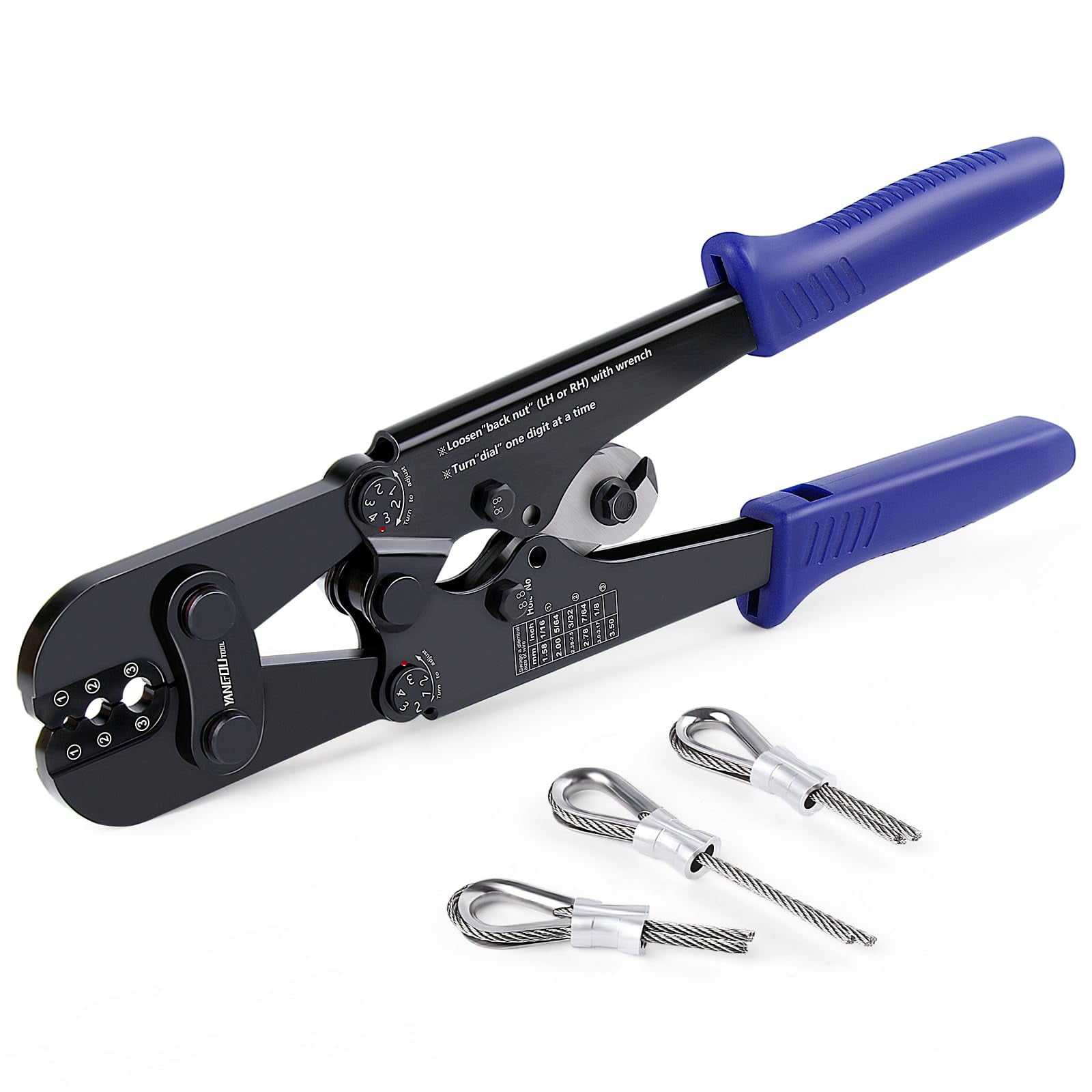 Yangoutool Wire Rope Cutting and Crimping Tool Sheet Crimper Swaging ...