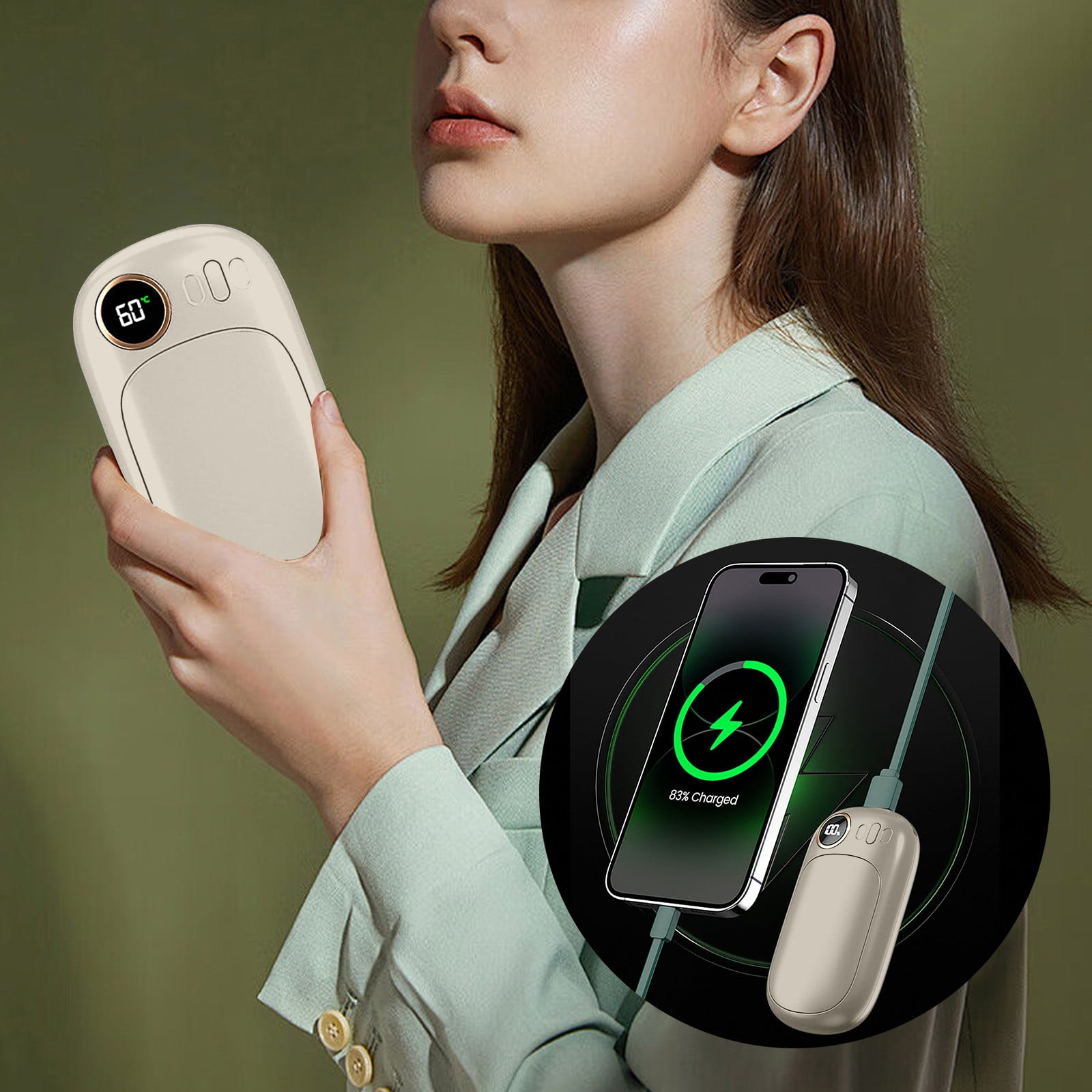 Yanguio Warm Hands Power Bank 2 In 1 USB Digital Display Double Heating ...