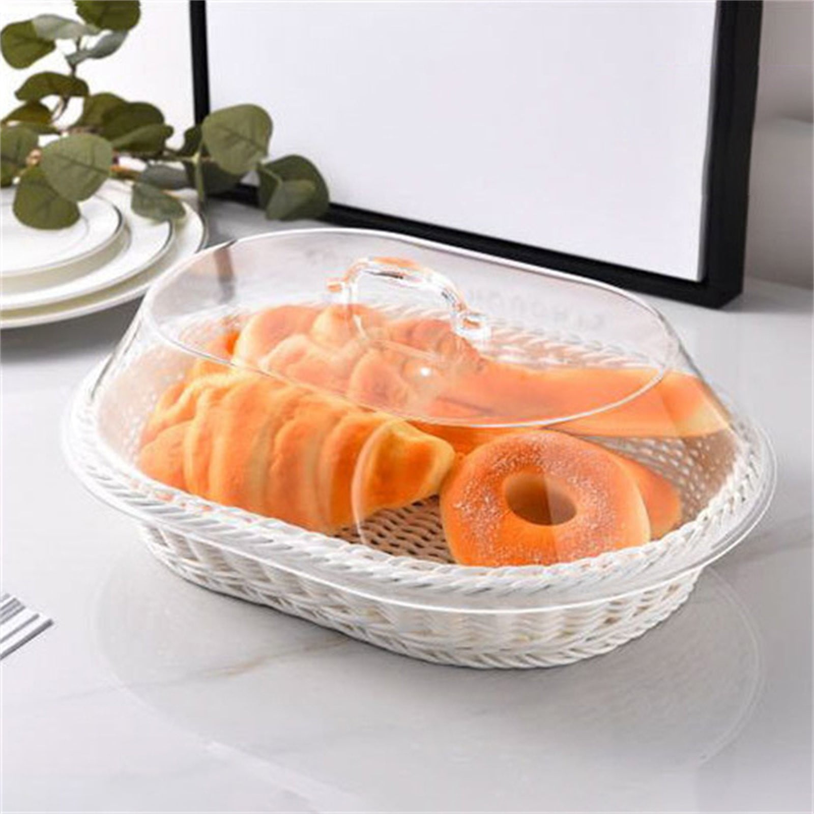 YanguioWicker Basket With Acrylic Lid Wicker Basket With Acrylic Cover ...