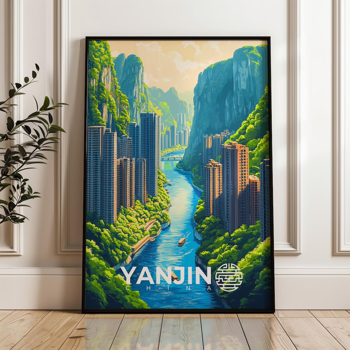 Yanjin Travel Print - China Wall Art Poster, Cityscape Heng River ...