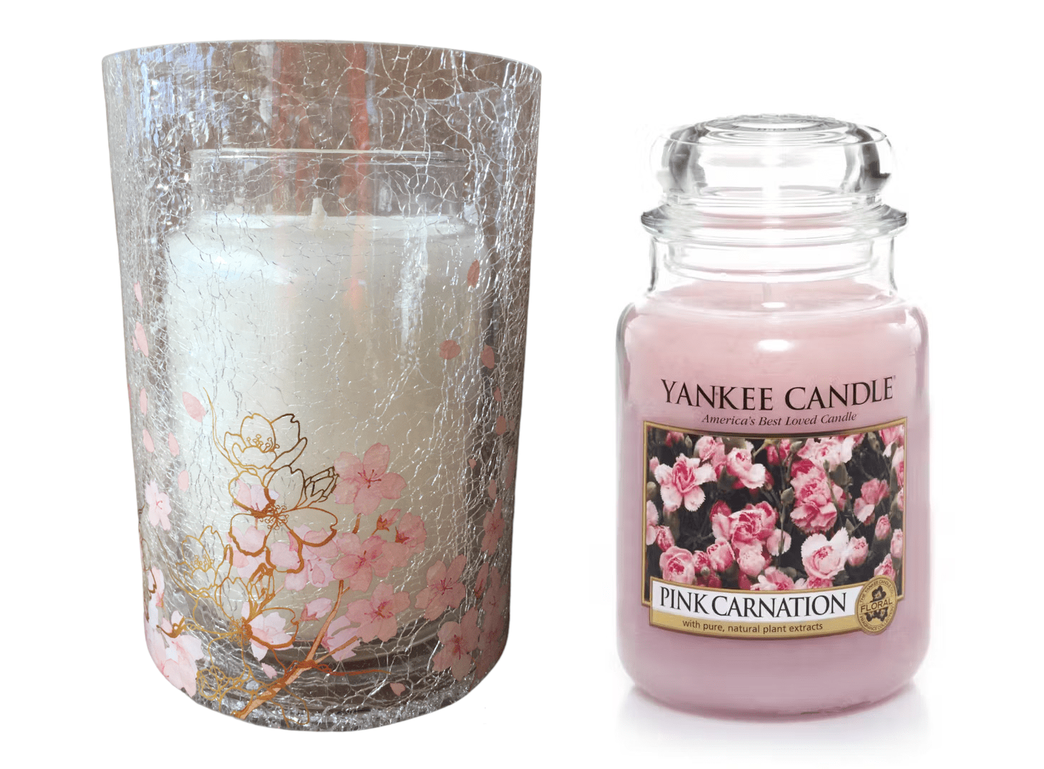 Yankee Candle Cherry Blossoms Large Crackle Glass Jar Candle Holder ...