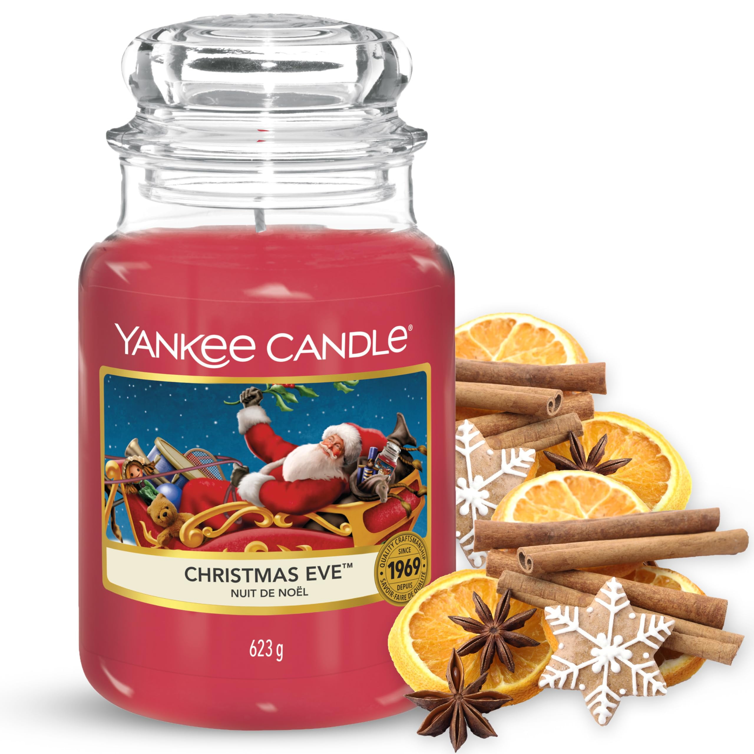 Yankee Candle Christmas Eve Scented, Classic 22oz Large Jar Single Wick ...