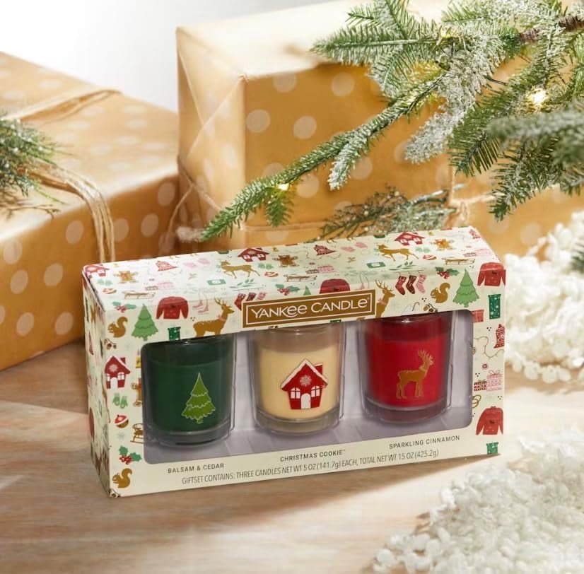 Yankee Candle Holiday Gift Set - 3 Tumblers - 5 oz Balsam & Cedar ...