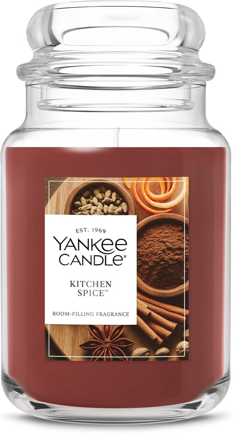 Yankee Candle Kitchen Spice, Fall Scented Candle, 22oz Large Jar with ...