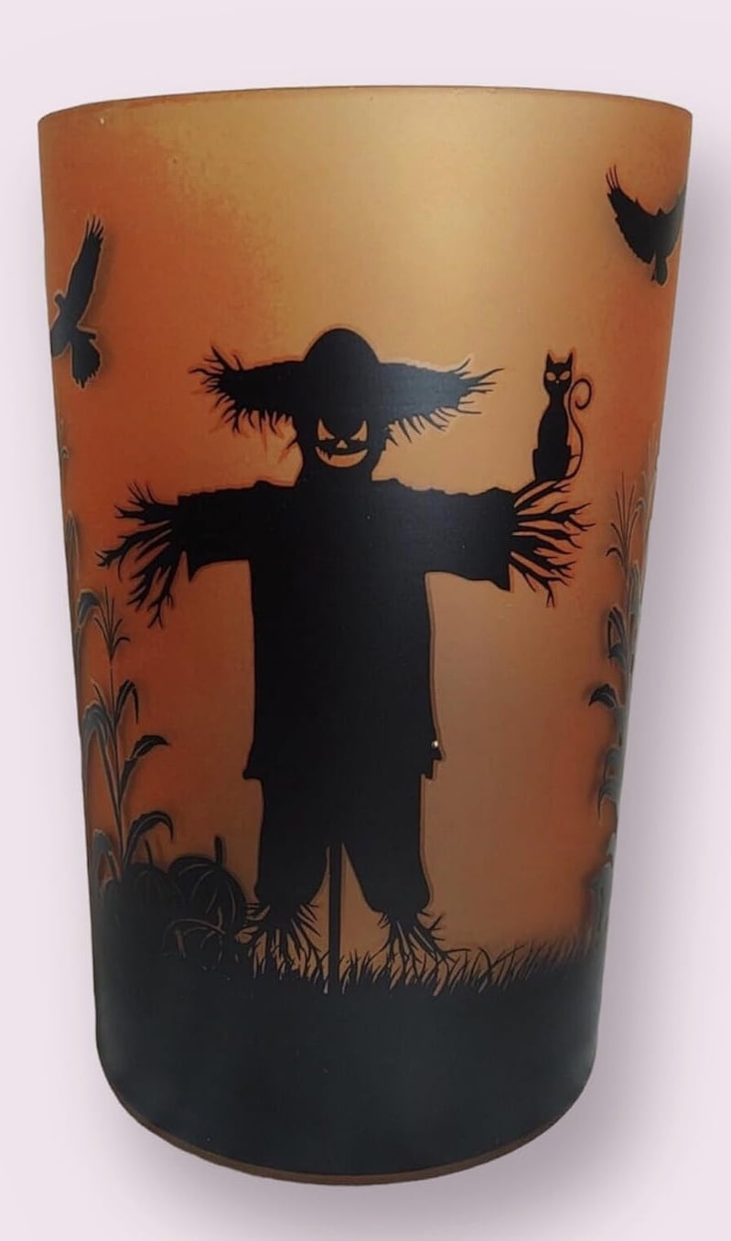 Yankee Candle Large Halloween Scarecrow & Crows Orange Glass Jar Candle ...