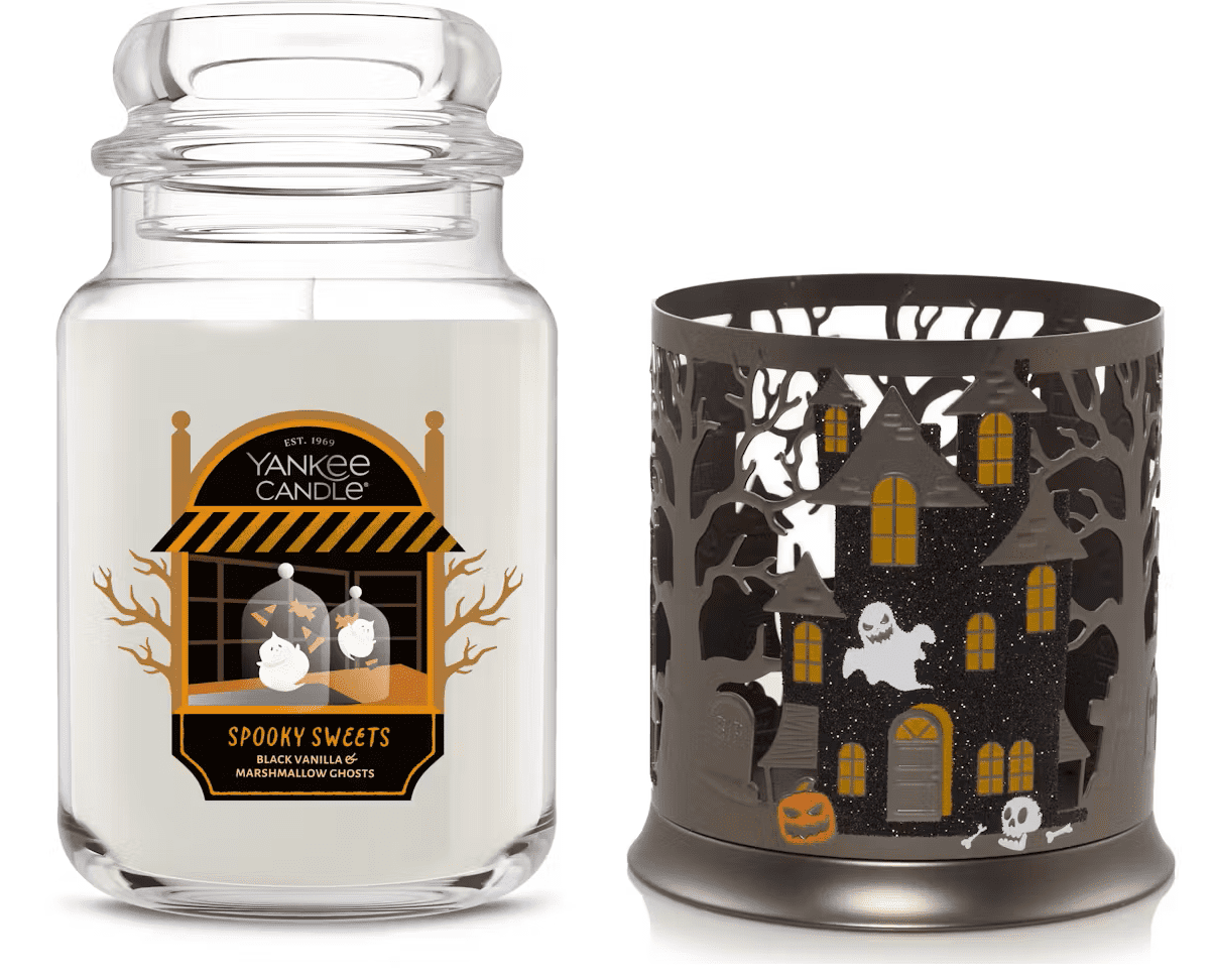 Yankee Candle Metal Halloween House Jar Candle Holder with a Spooky ...