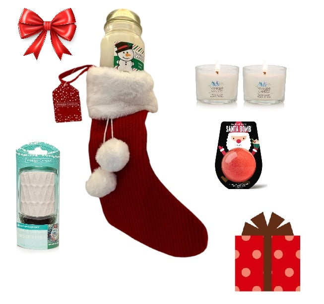 Yankee Candle Red Woven & Velvet Stocking Gift Set with a Large Snow ...