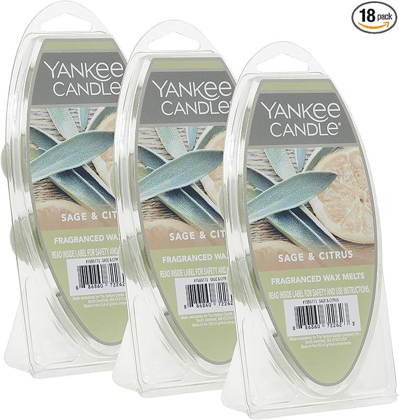 Yankee Candle Sage & Citrus Wax Melts, 3 Packs of 6 (18 Total),Medium ...