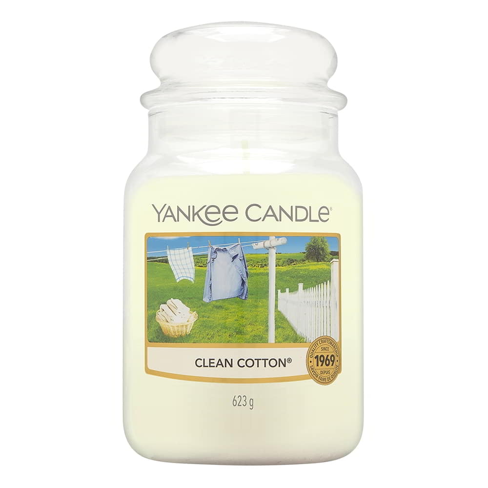 Yankee Candle Large Jar, Clean Cotton Scented, 22 oz, Long Burn up to ...