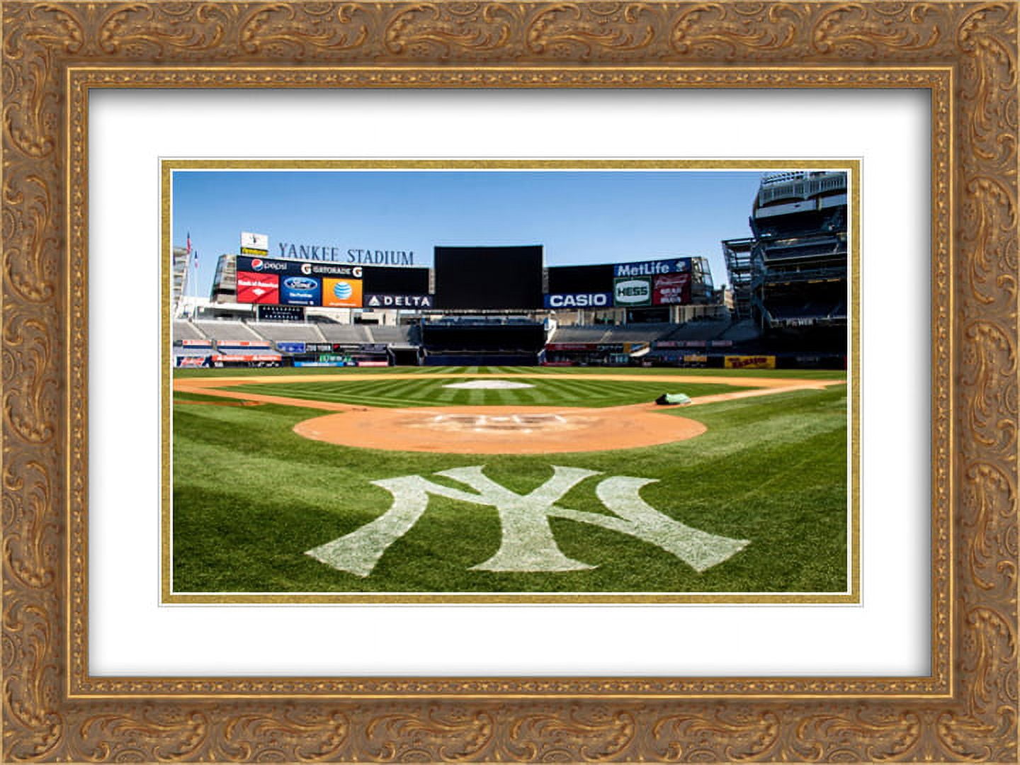 Yankee Stadium 2x Matted 24x18 Gold Ornate Framed Art Print from the ...
