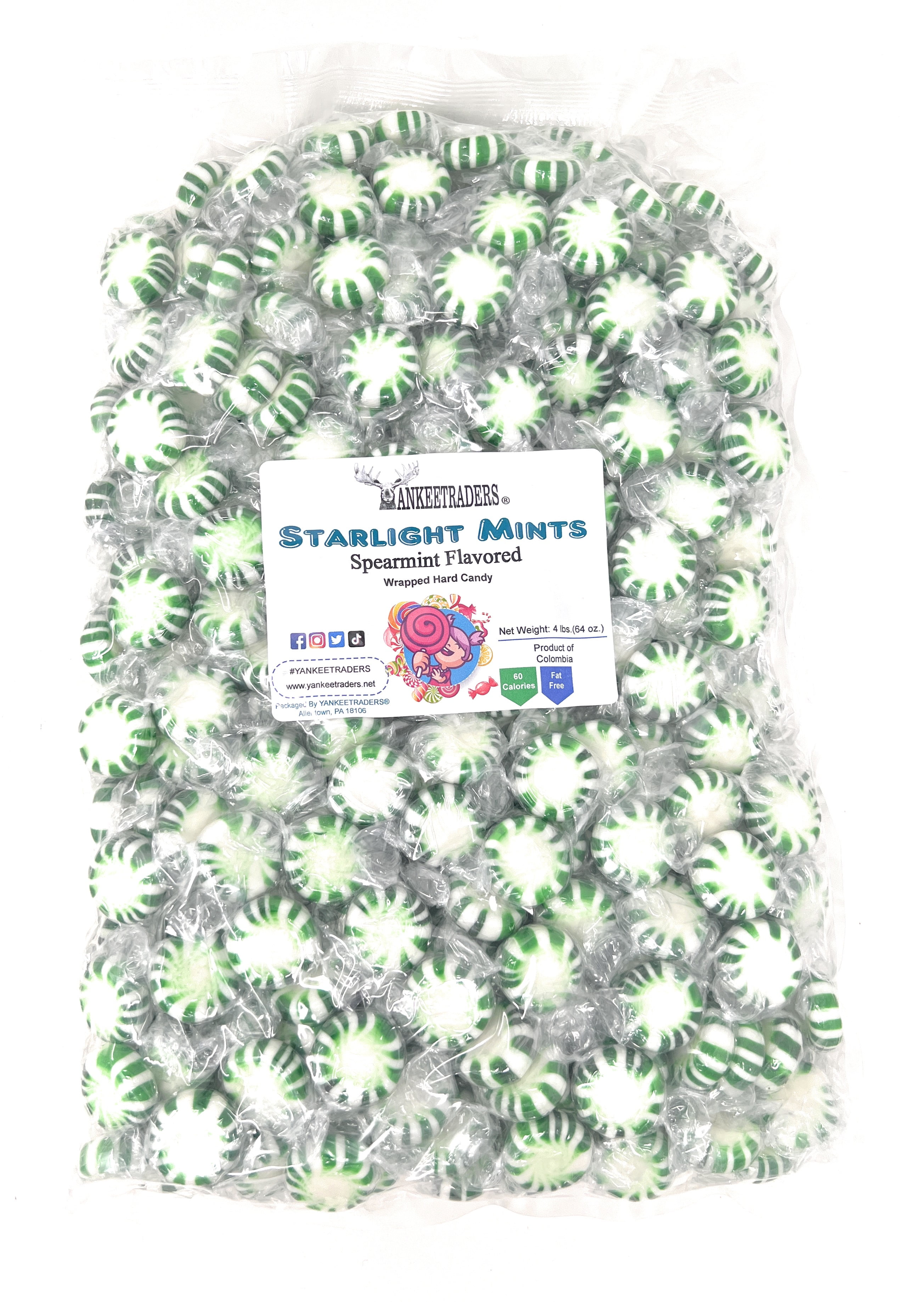 YANKEETRADERS Spearmint Starlight Mints Candy, Individually Wrapped, 4 ...
