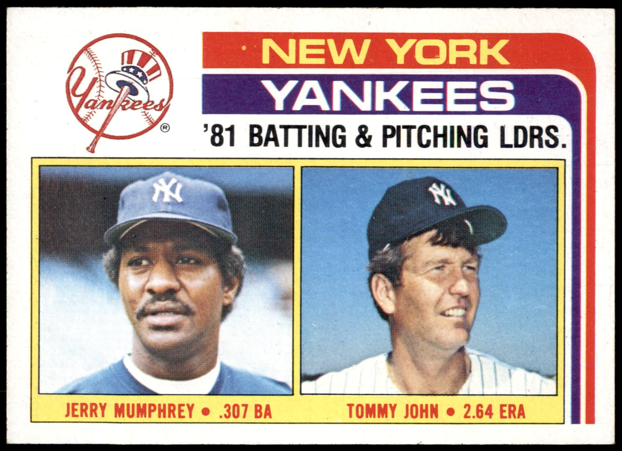 Yankees Leaders / Checklist (Jerry Mumphrey / Tommy John) #486 1982 ...
