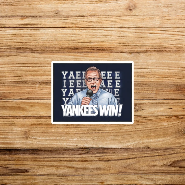 Yankees Win Sticker Excited Sports Fan Yelling Into Micphone Decal ...