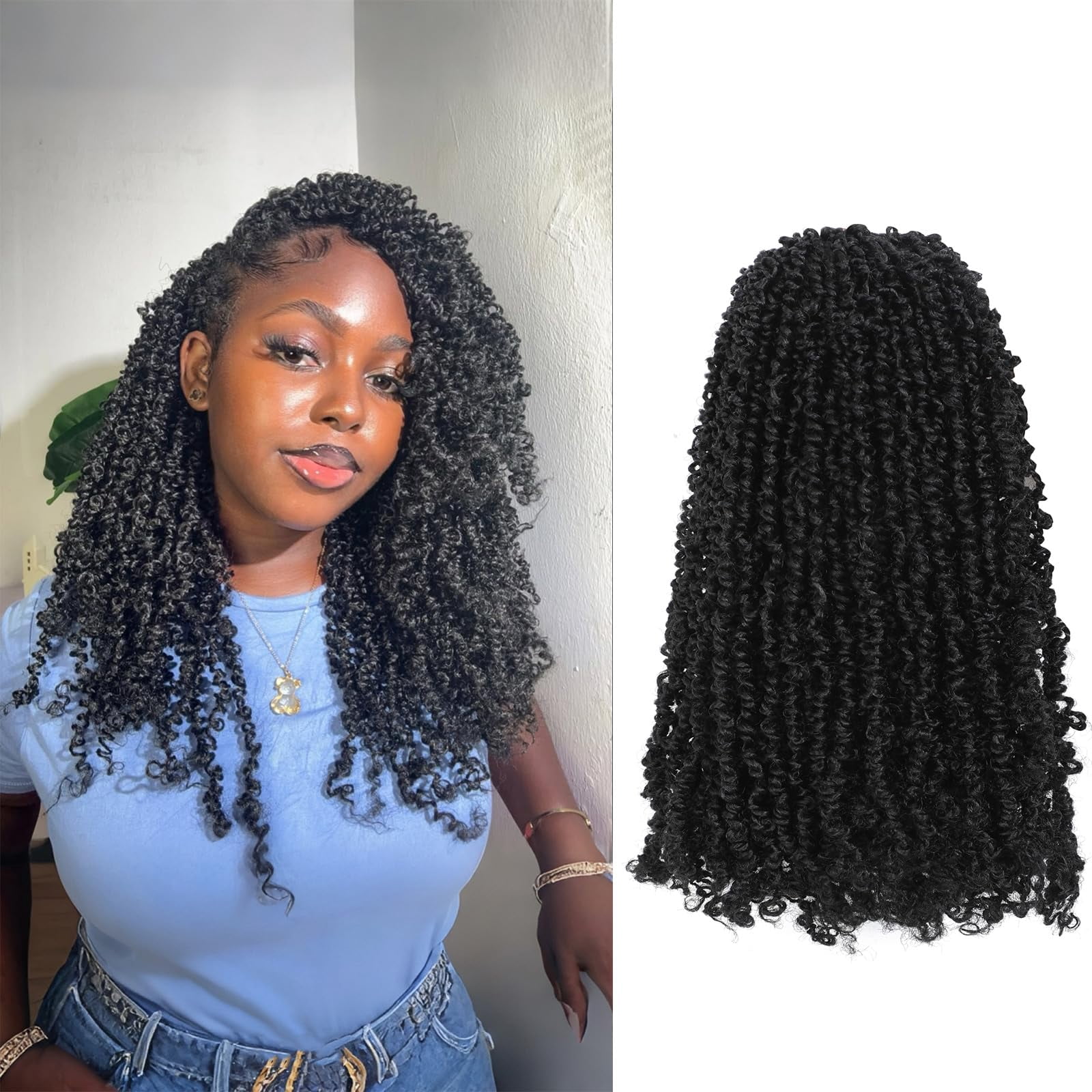 Yanky Twist Crochet Hair (12+14+16inch)*3,Total 9 packs,Natural Black ...