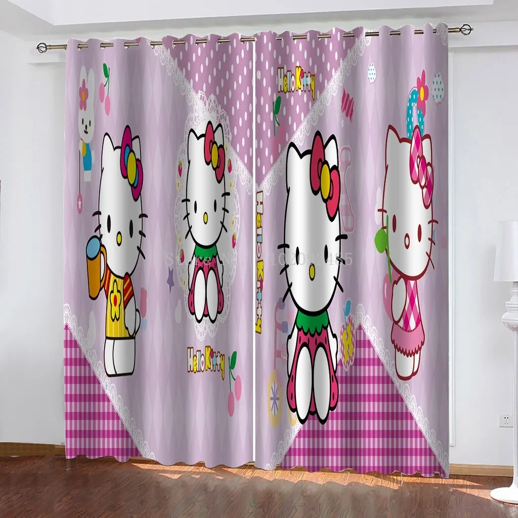 Yanluna 3D Printed Hello Kitty Blackout Curtain Window Shade Bedroom ...