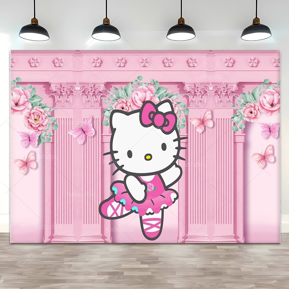 Yanluna Backdrop Hello Kitty Party Background Decor Girl Kids Birthday ...