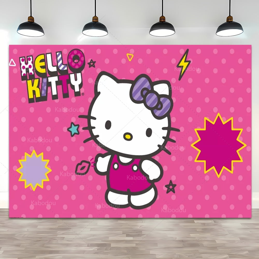 Yanluna Backdrop Hello Kitty Party Background Decor Girl Kids Birthday ...