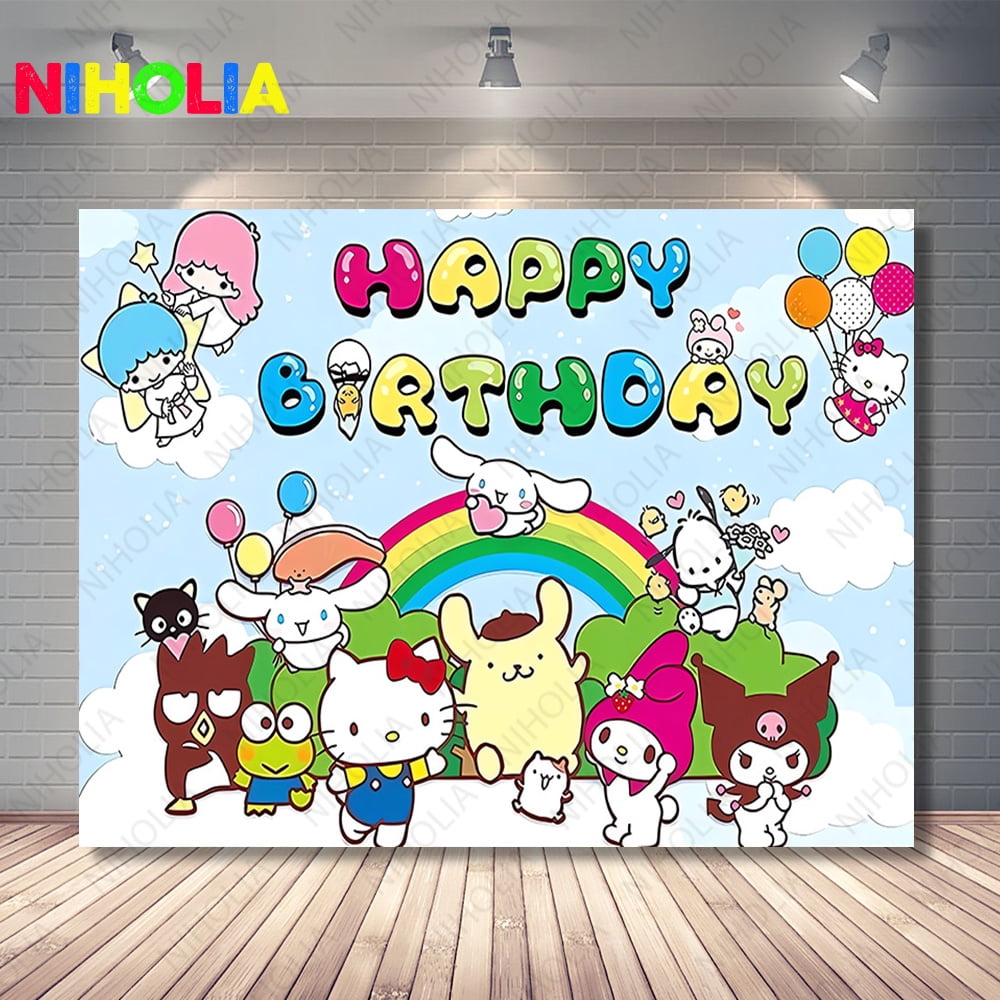 Yanluna Cinnamoroll Photo Backdrop Hello Kitty Girls Birthday Party ...