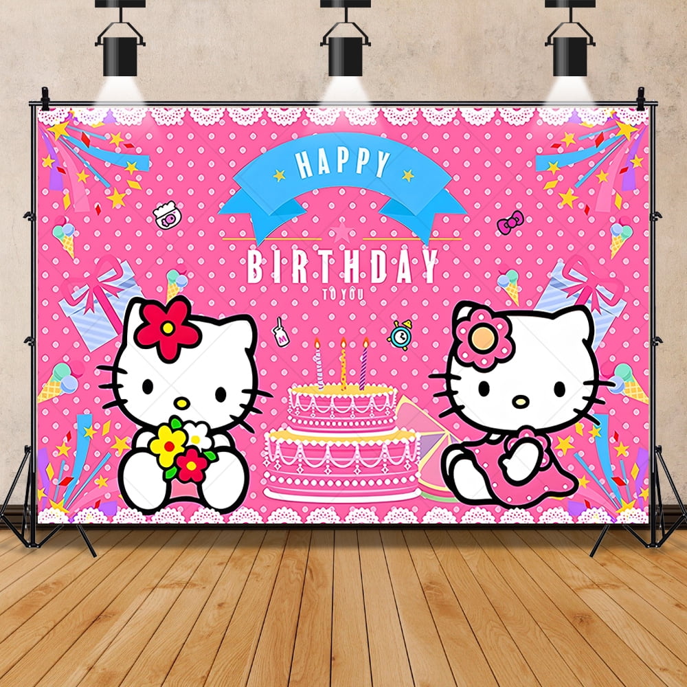 Yanluna Custom Hello Kitty Backdrop Girl Shower First Birthday Party ...