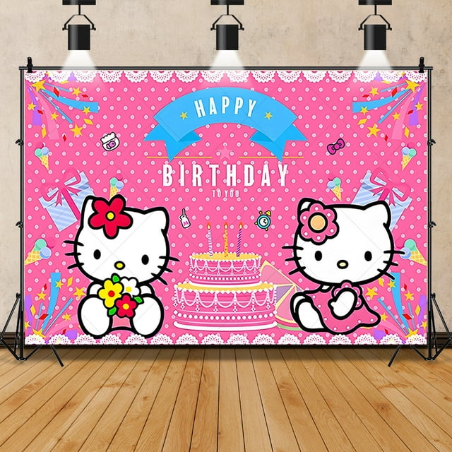 Yanluna Custom Hello Kitty Backdrop Girl Shower First Birthday Party ...