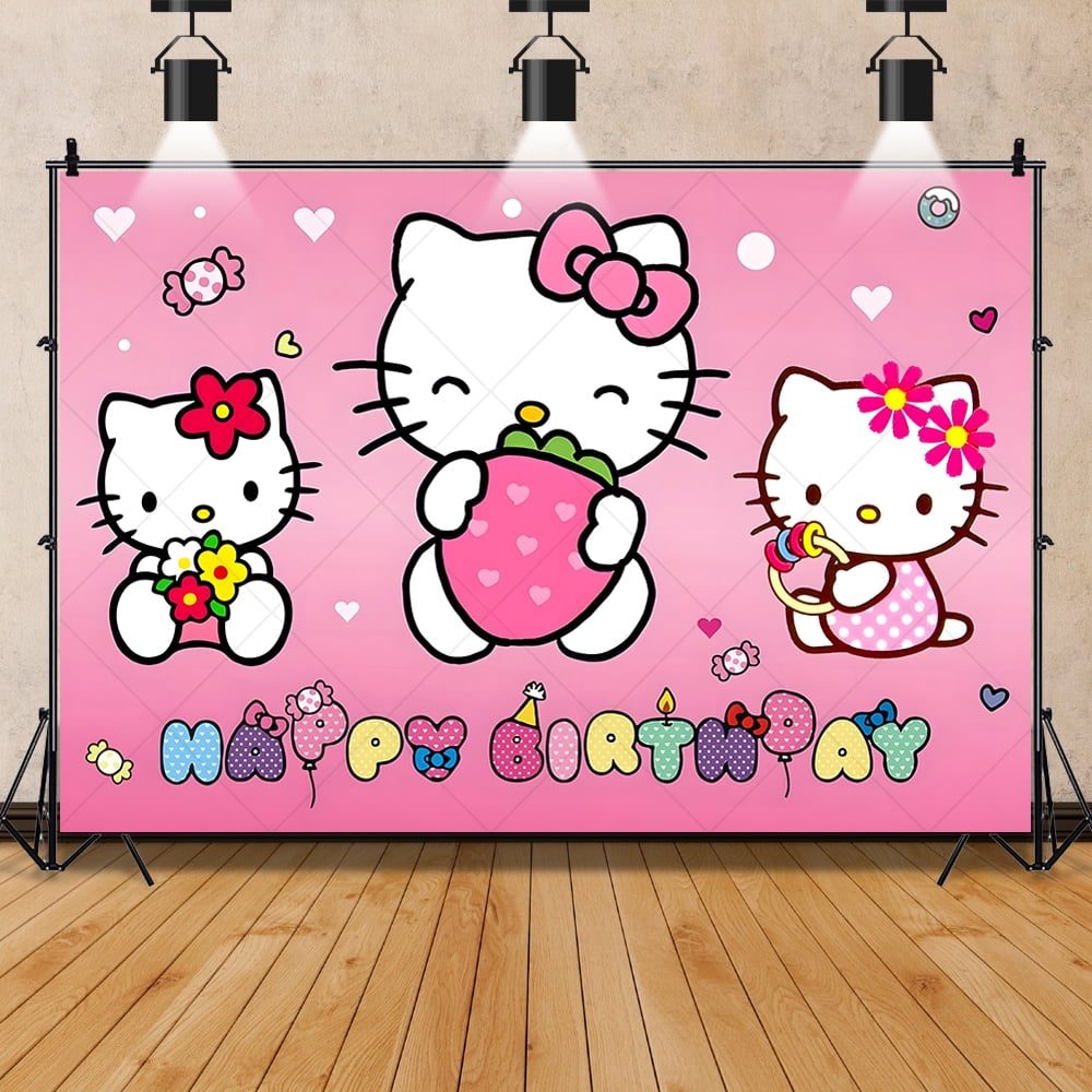 Yanluna Custom Hello Kitty Backdrop Girl Shower First Birthday Party ...