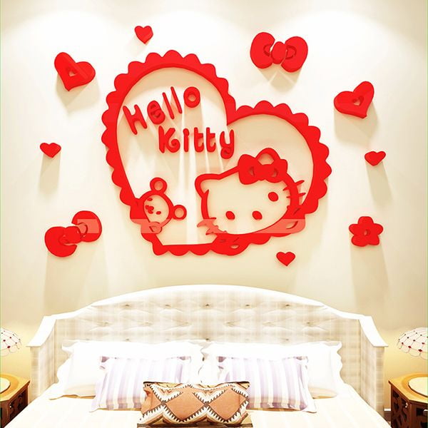 Yanluna Sanrio Hello Kitty 3D Stereo Wall Stickers Cute Child Room Wall ...