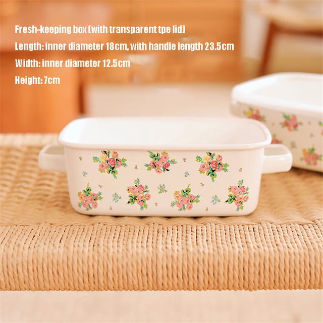 Yanluna Enamel Storage Box Retro Flower Printing Mug Baking Pan ...