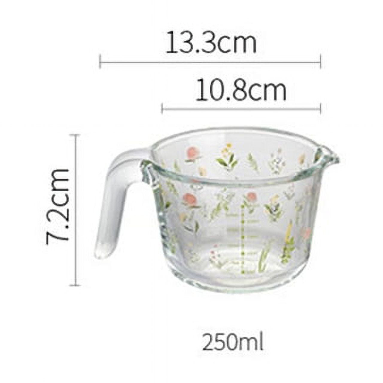 Yanluna Glass Measuring Cup 500ML Retro Flower Milk Juice Cup with ...