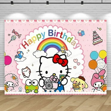 Yanluna Hello Kitty Banner Girls Photo Backdrop Kids Birthday Party ...