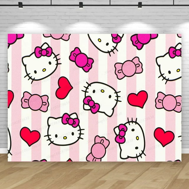 Yanluna Hello Kitty Backdrop Party Decoration Girl Kids Birthday ...
