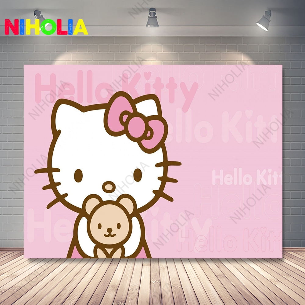 Yanluna Hello Kitty Banner Girls Photo Backdrop Kids Birthday Party ...