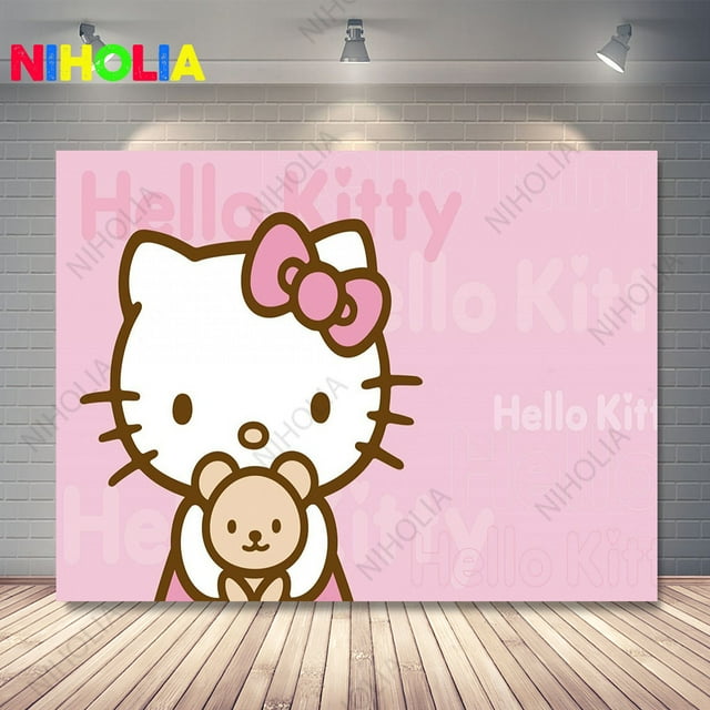Yanluna Hello Kitty Banner Girls Photo Backdrop Kids Birthday Party ...