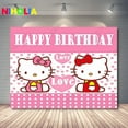 Yanluna Hello Kitty Banner Girls Photo Backdrop Kids Birthday Party ...