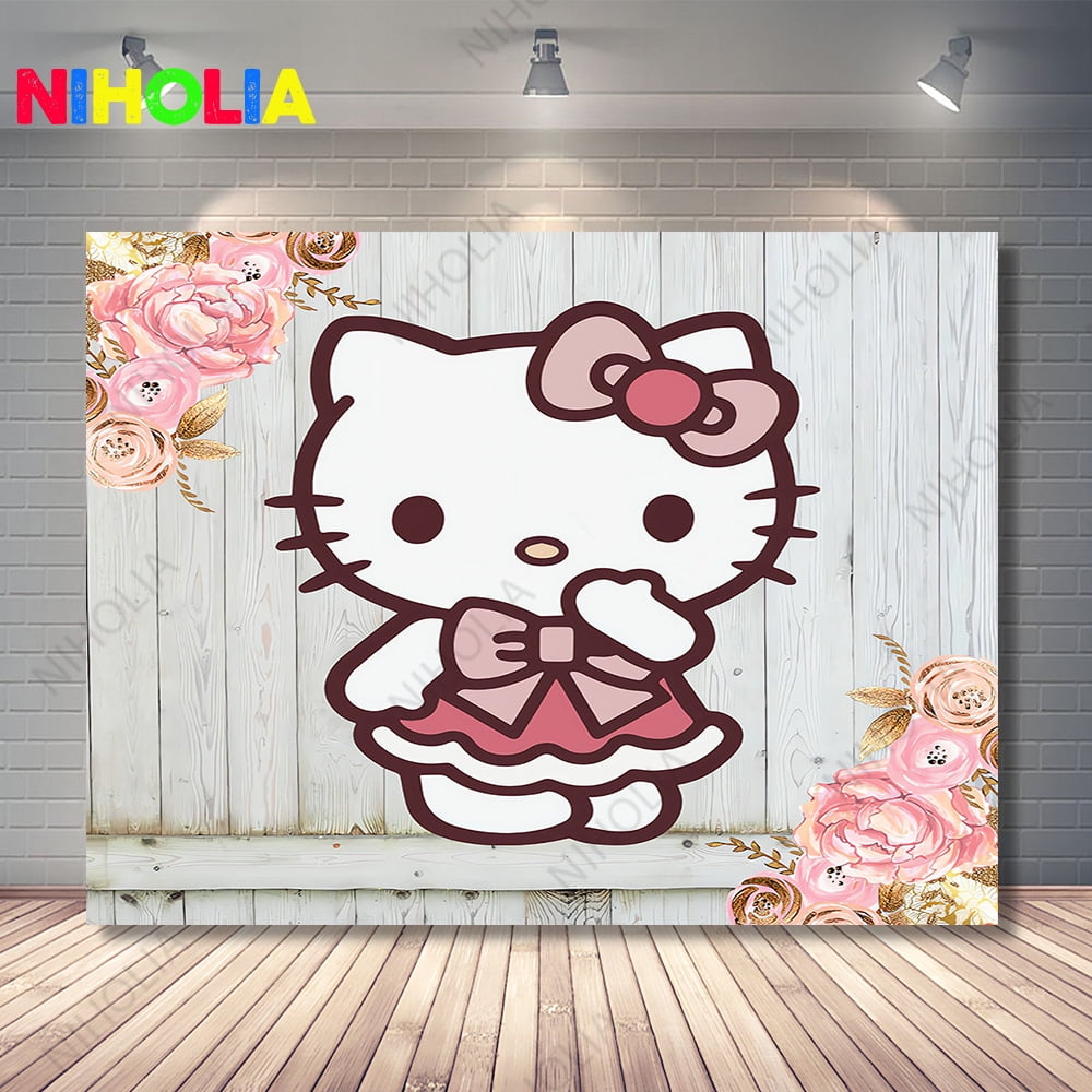 Yanluna Hello Kitty Banner Girls Photo Backdrop Kids Birthday Party ...