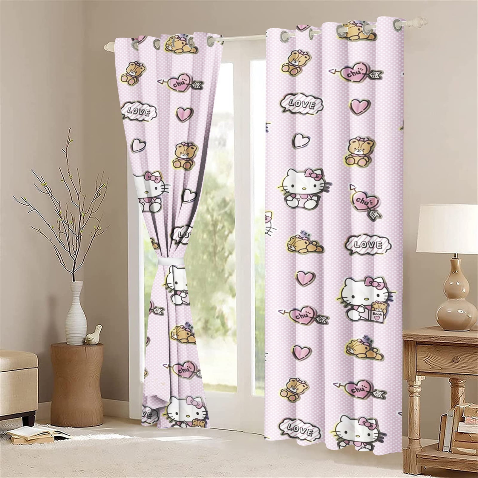 Yanluna Hello Kitty Cartoon Sanrio Curtain Window Animation Blackout ...